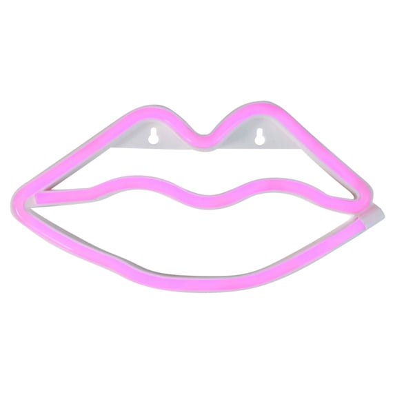 Northlight 10.5"" Pink Lips LED Neon Style Valentine's Day Wall Sign ...