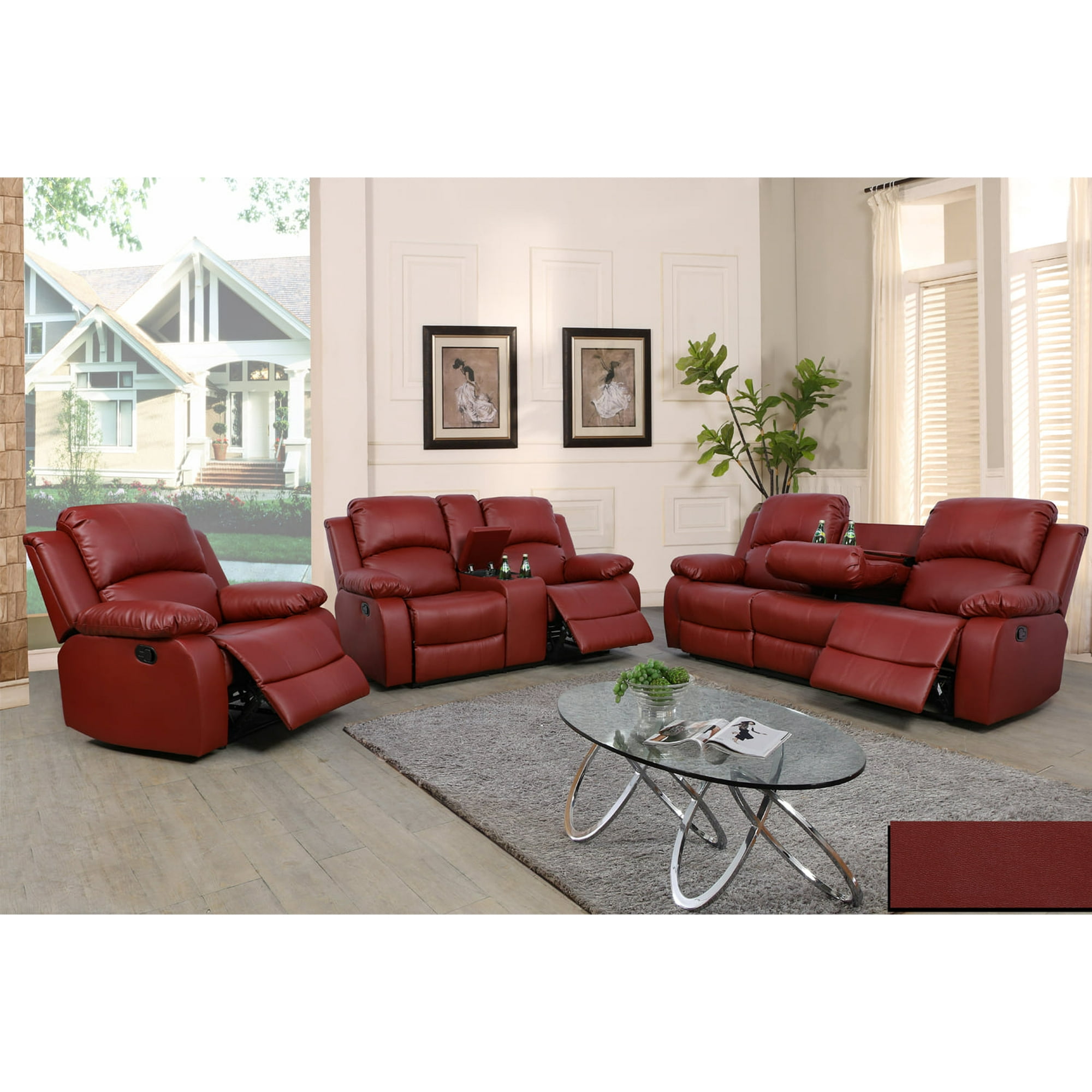 Red Leather Sofa Sets