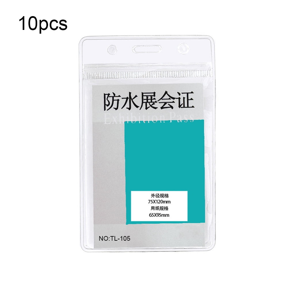 Farfi 10Pcs Vertical Transverse Waterproof Transparent ID Card Name Tag ...