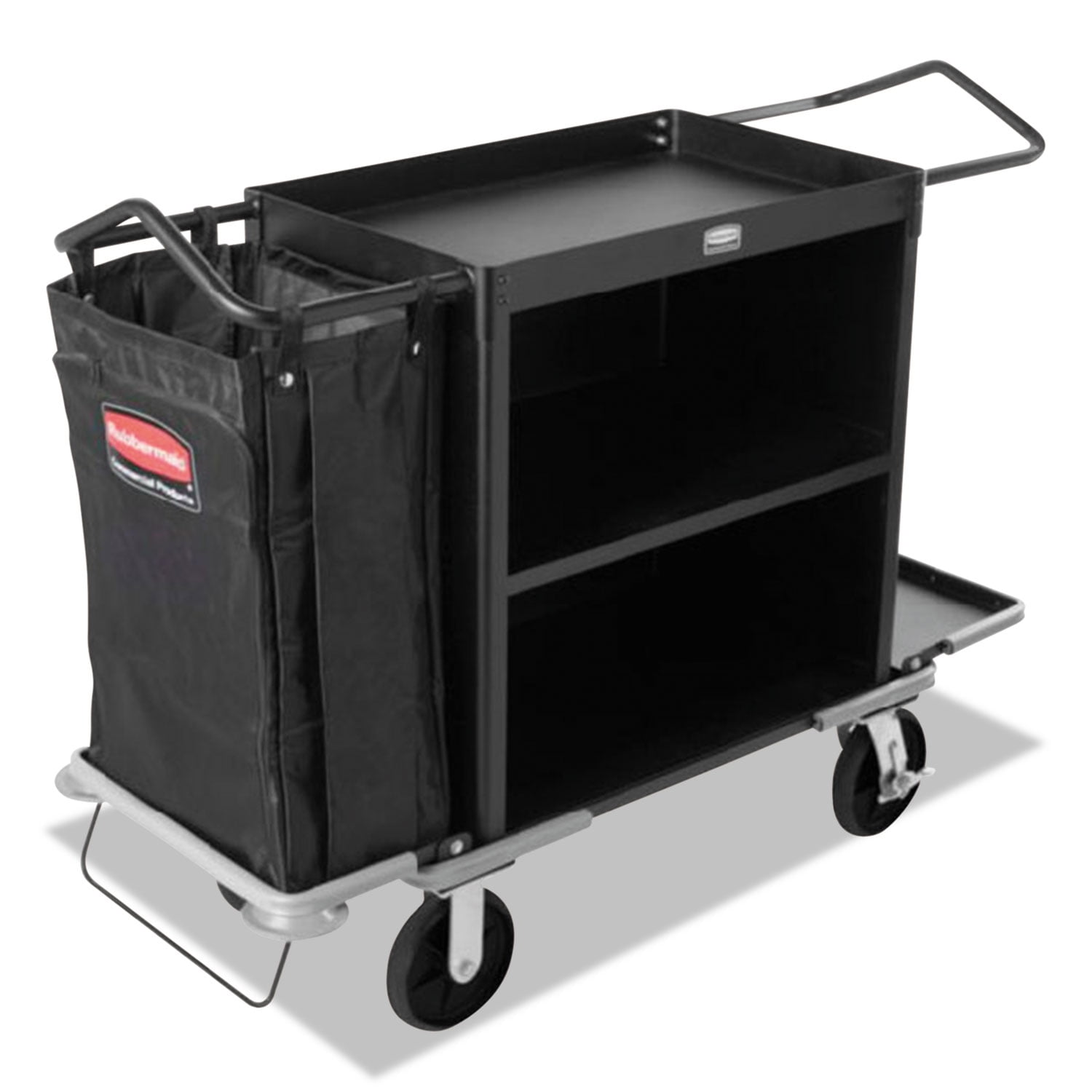 High-Capacity Housekeeping Cart, Three-Shelf, 22w x 55d x 44h, Black ...