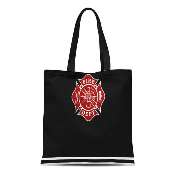 ASHLEIGH Canvas Tote Bag Fireman Fire Dept Maltese Firefighter Station ...