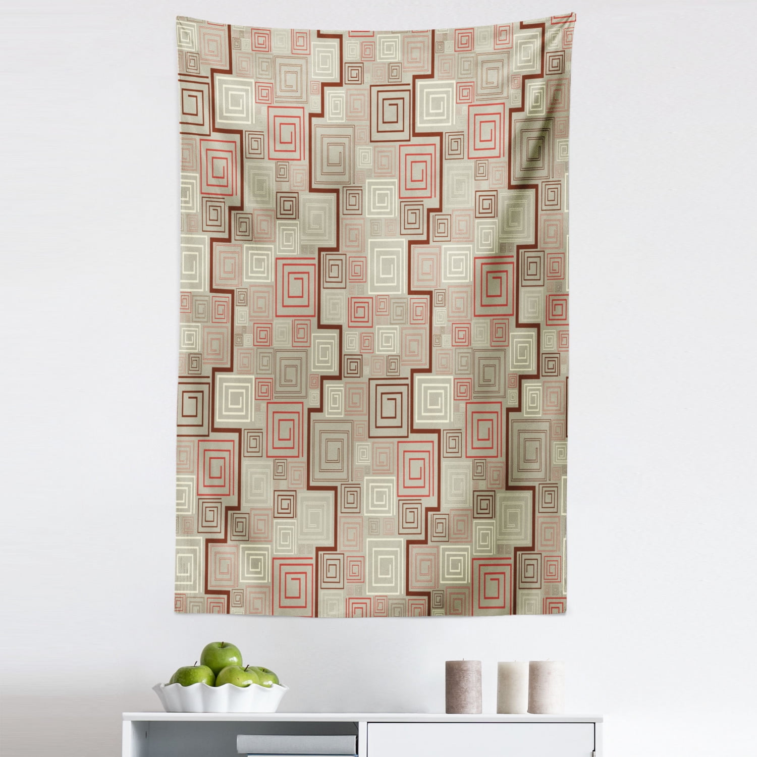 Abstract Tapestry, Square Shaped Spiral with Inner Modern Geometric ...