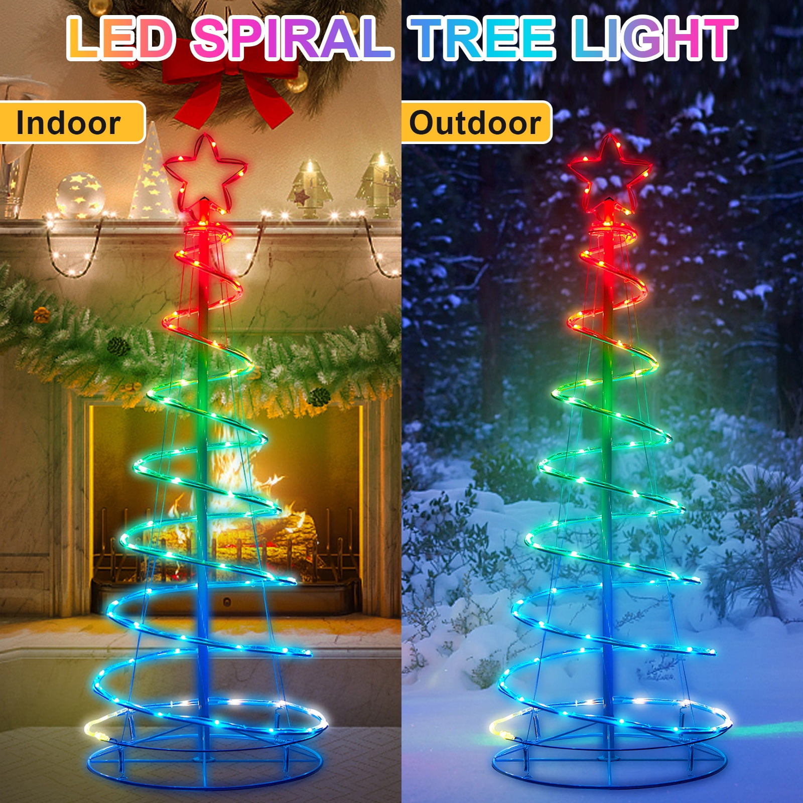 6 Green Led Lighted Outdoor Spiral Rope Light Christmas Tree | Shelly ...