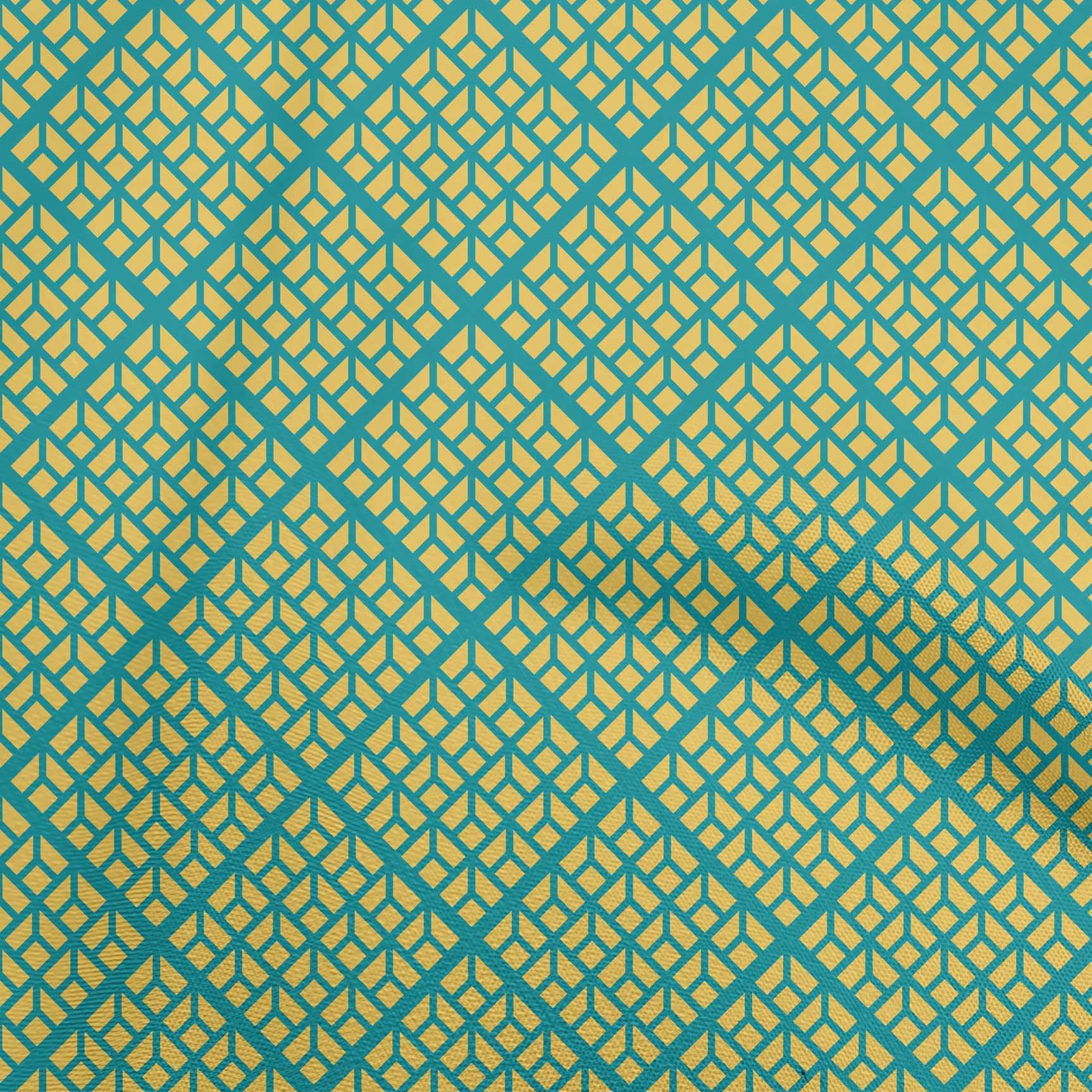 oneOone Velvet Turquoise Blue Fabric Geometric Sewing Material Print ...