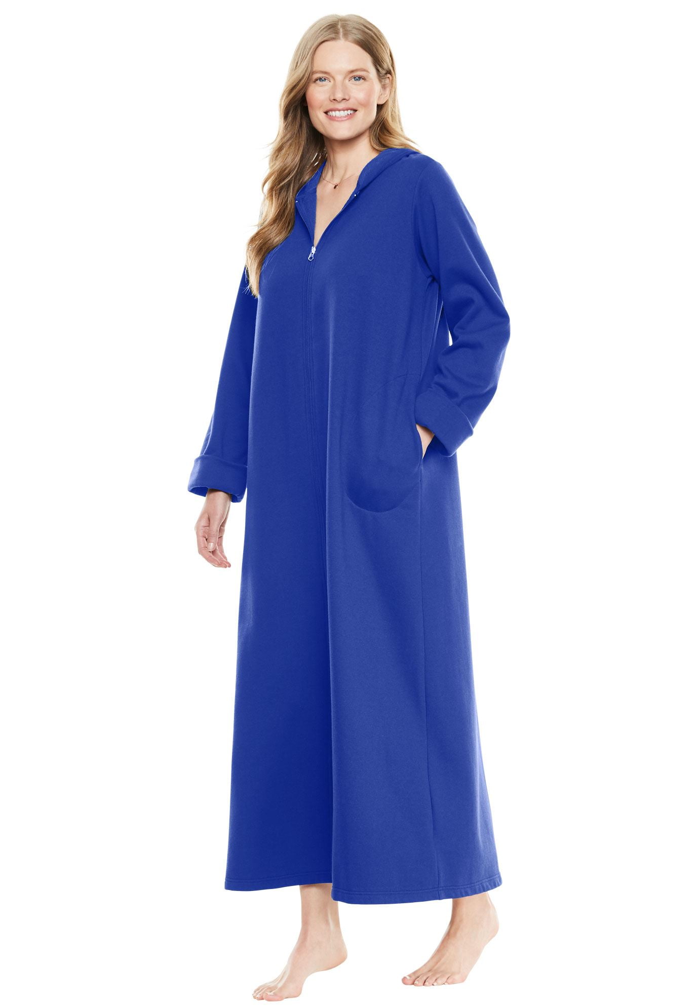Dreams & Co. Plus Size Hooded Fleece Robe - Walmart.com