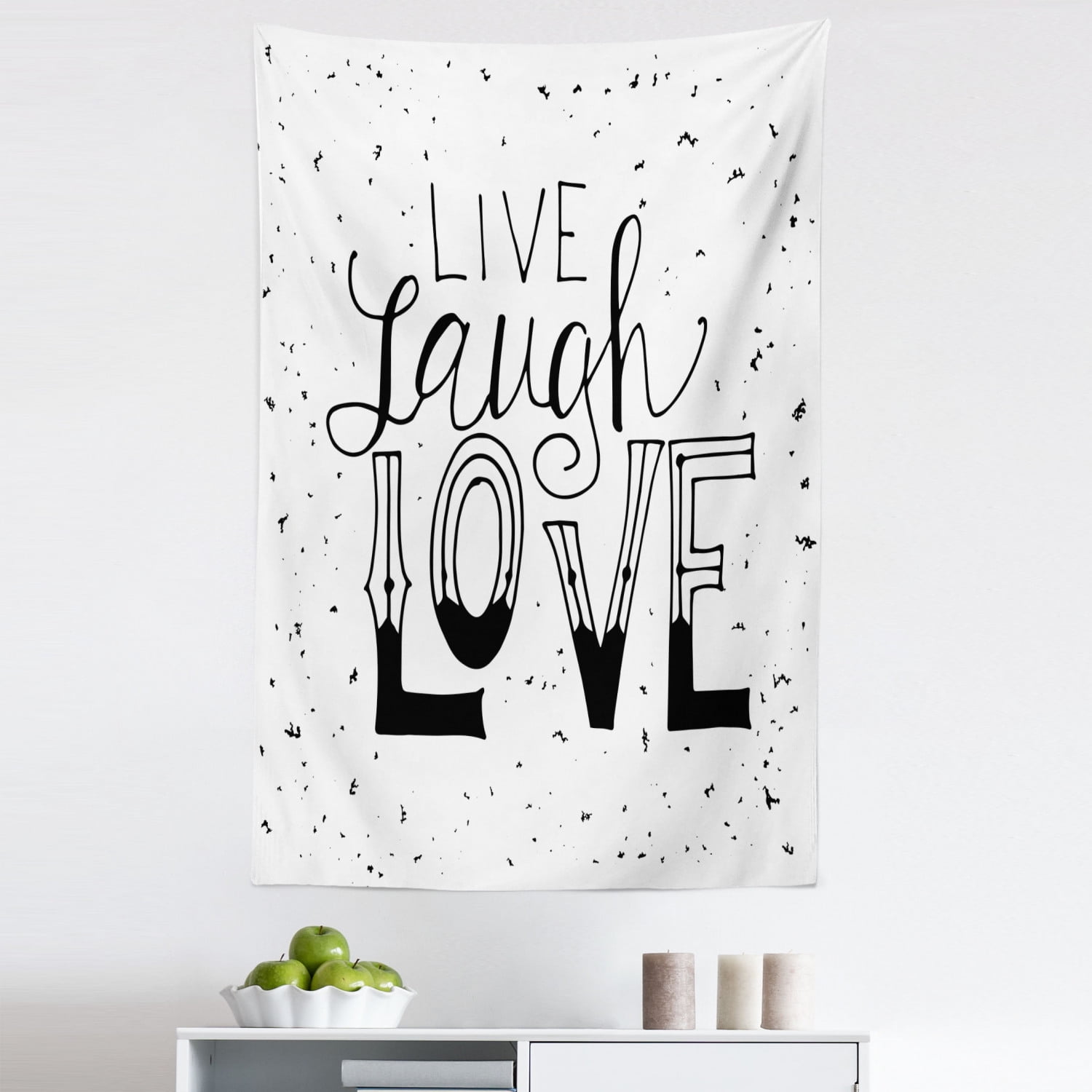 Live Laugh Love Tapestry, Words Hand Drawn Style Typographical Design ...