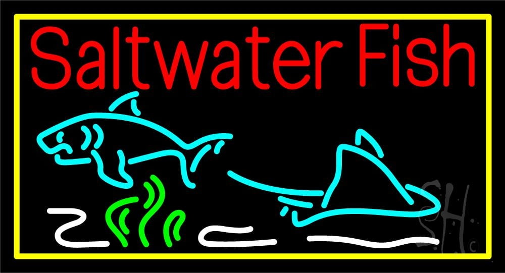 Saltwater Fish 1 LED Neon Sign 20" Tall x 37" Wide - inches Black ...