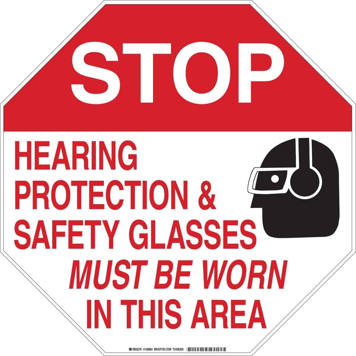 Brady 128683 Personal Protection Sign, Legend "Stop Hearing Protection ...