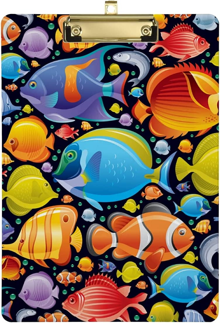 FMSHPON Tropical Fish Sea Clipboard Hardboard Wood Nursing Clip Board ...