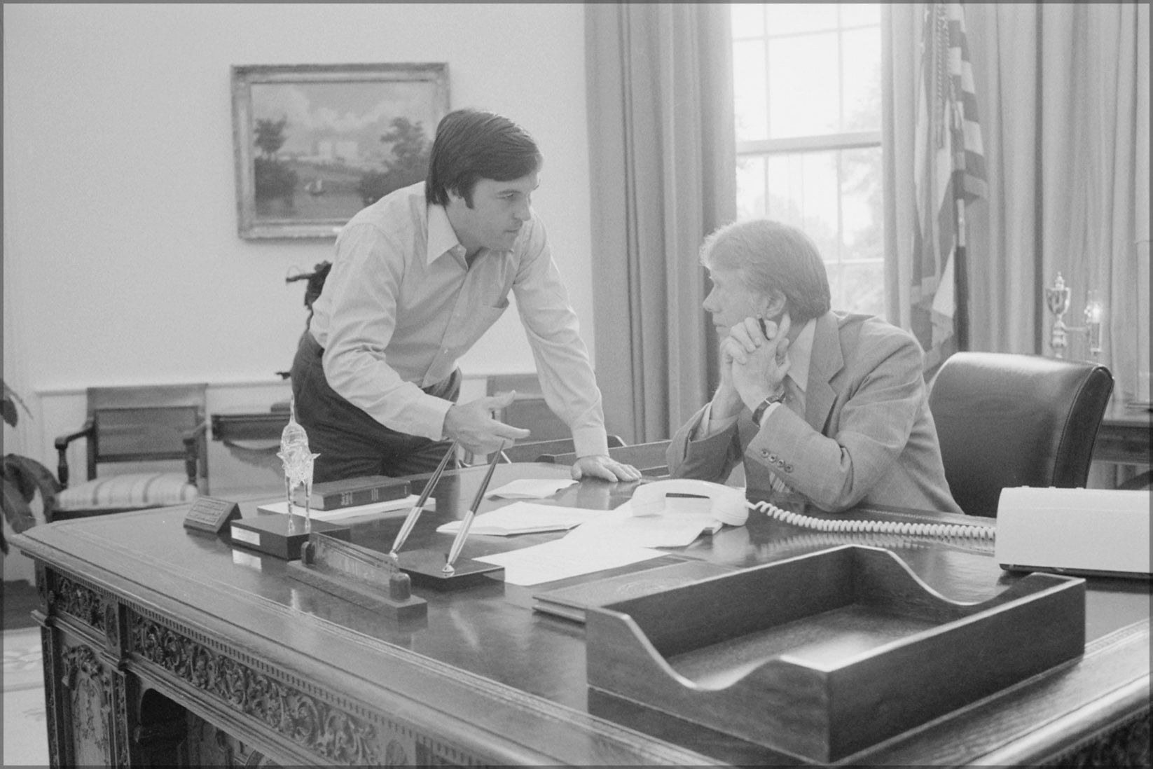 24"x36" Gallery Poster, Hamilton Jordan consults with Jimmy Carter in ...