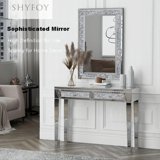 "Shyfoy Rectangular Wall Mirror, Crushed Diamond, 35.4""x23.6 ...