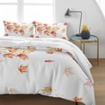 4 Piece Duvet Cover Set Queen, Farm Fall Maple Leaves Soft Breathable ...