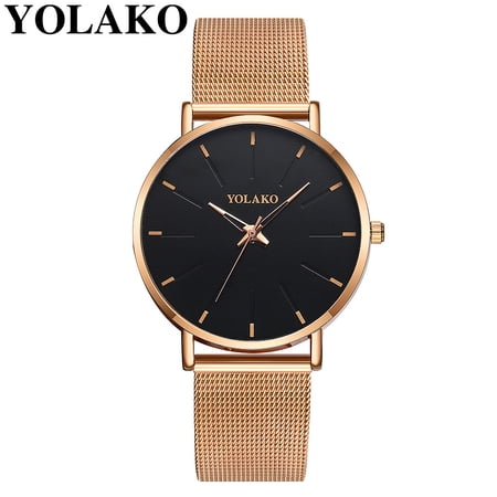 YOLAKO Men's Quartz Stainless Steel Band Newv Strap Watch Analog Wrist ...