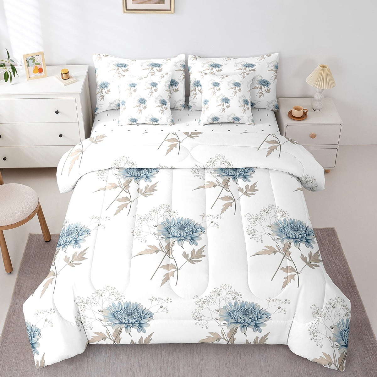 Click here for Erosebridal Chrysanthemum King Bedding Set 7 Piece... prices