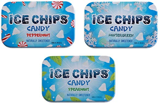 ICE CHIPS Candy 3 Pack Assortment (Peppermint, Wintergreen, Spearmint ...
