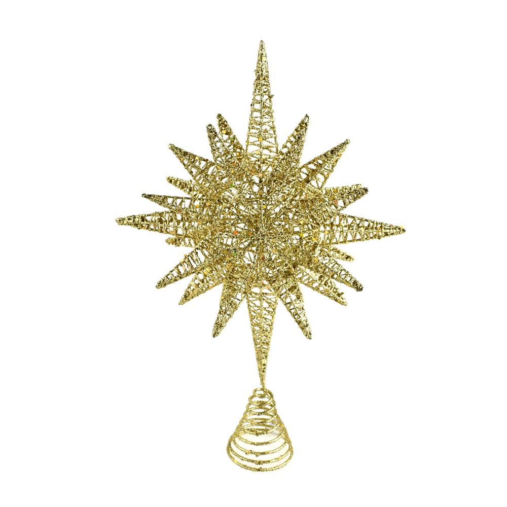 Elegant Glittered Capiz Star Christmas Tree Topper, Gold, 16-Inch ...