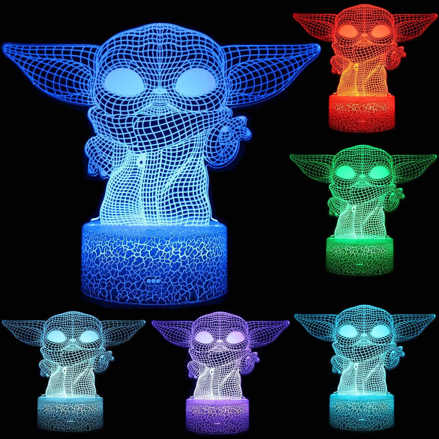 JUWYT 3D Illusion Star-Wars Night Light Lamp 16 Color Changing Night ...