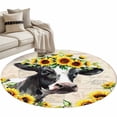 Area Rug 48in, Watercolor Sunflower Cow Farm Animal Floor Carpet Living ...