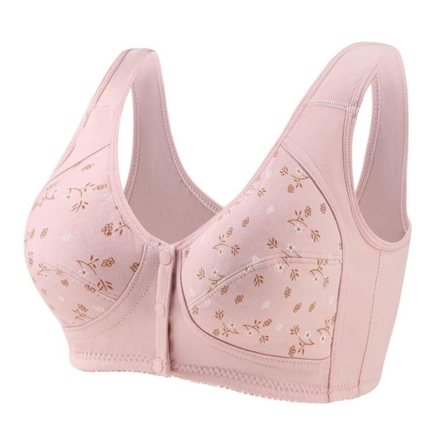 Floral Front Button Confortable Bra Underwear Women Plus Size Cotton ...