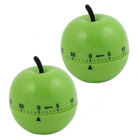 2Pcs 2.7x2.7x3-Inch 60-Minute Mechanical Kitchen Timers Green Apple ...