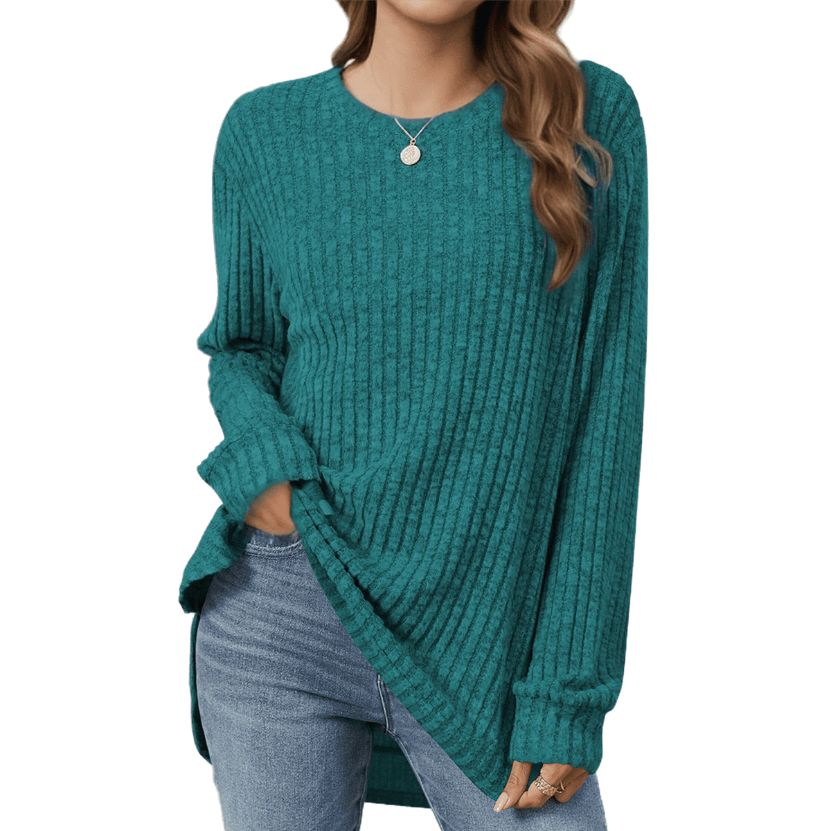 Click here for Unbranded Women Crew Neck Casual Tunic Tops Long S... prices