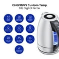 Chefman 1.7L Electric Kettle, Temp Control, LED, Auto Shut, Stainless ...
