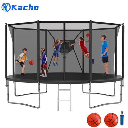 Kacho Trampoline 12FT 10FT 14FT 16FT, 1400LBS Trampoline with Enclosure ...