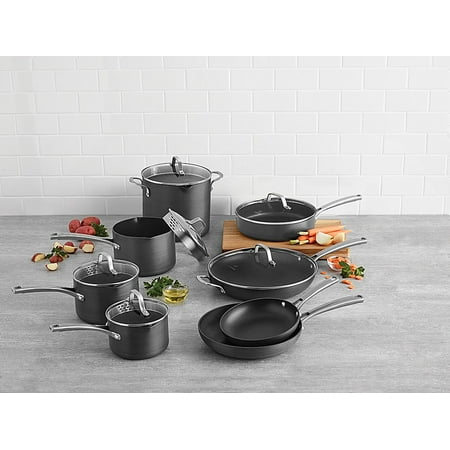 Calphalon Classic Nonstick Hard-Anodized 14-Piece Cookware Set, Grey ...