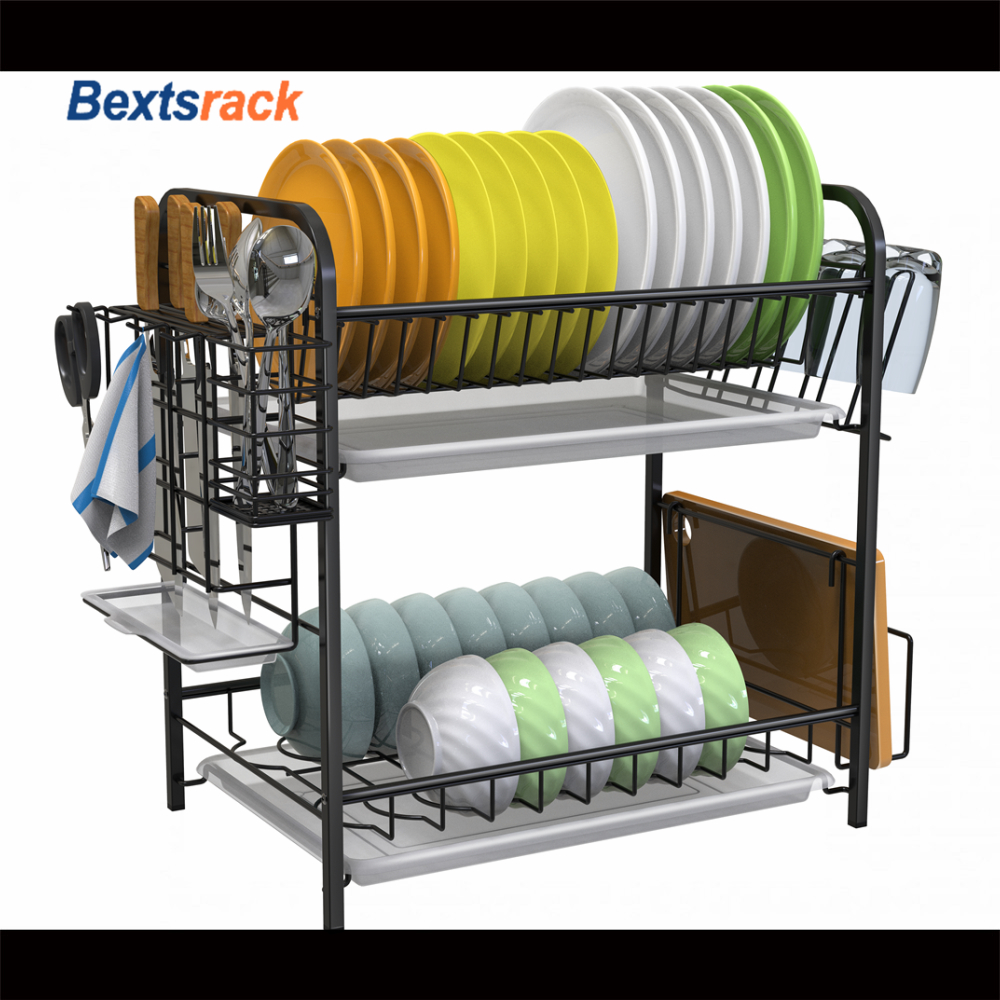Bextsrack 2 Tier Plate Rack for Countertop,（Black） - Walmart.com