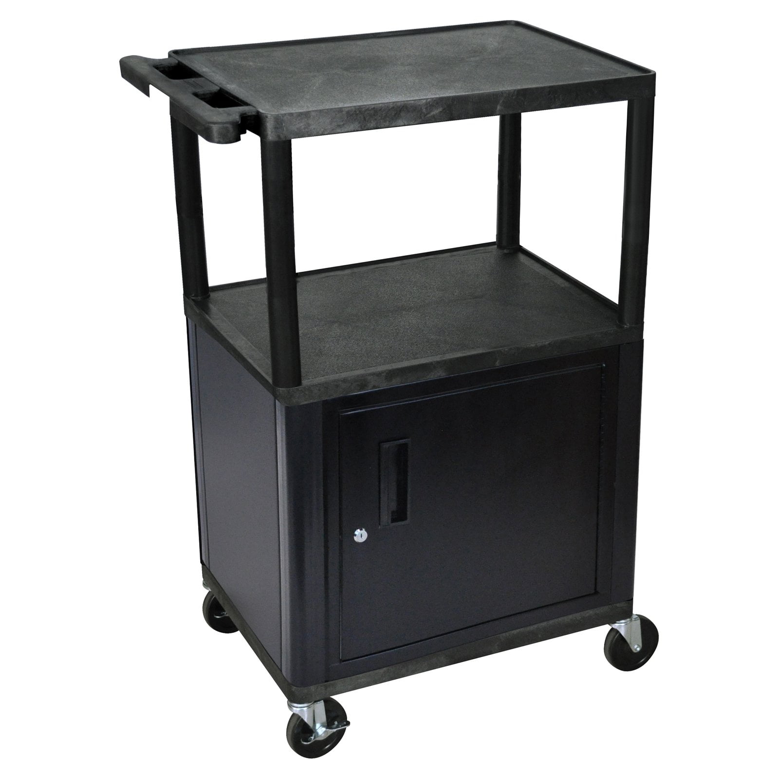 Luxor High Low Priced Open Shelf Table AV Cart with Locking Cabinet/Big ...