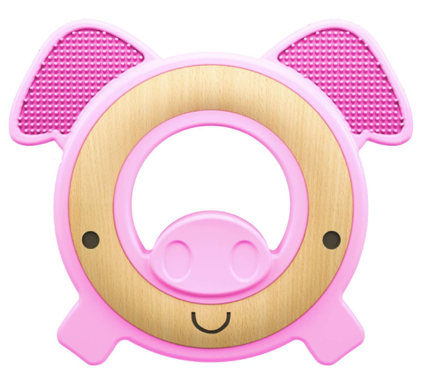 Luv N Care/NUBY Natural Wood & Silicone Teether: Pig, 3M+, Pink 80803 ...