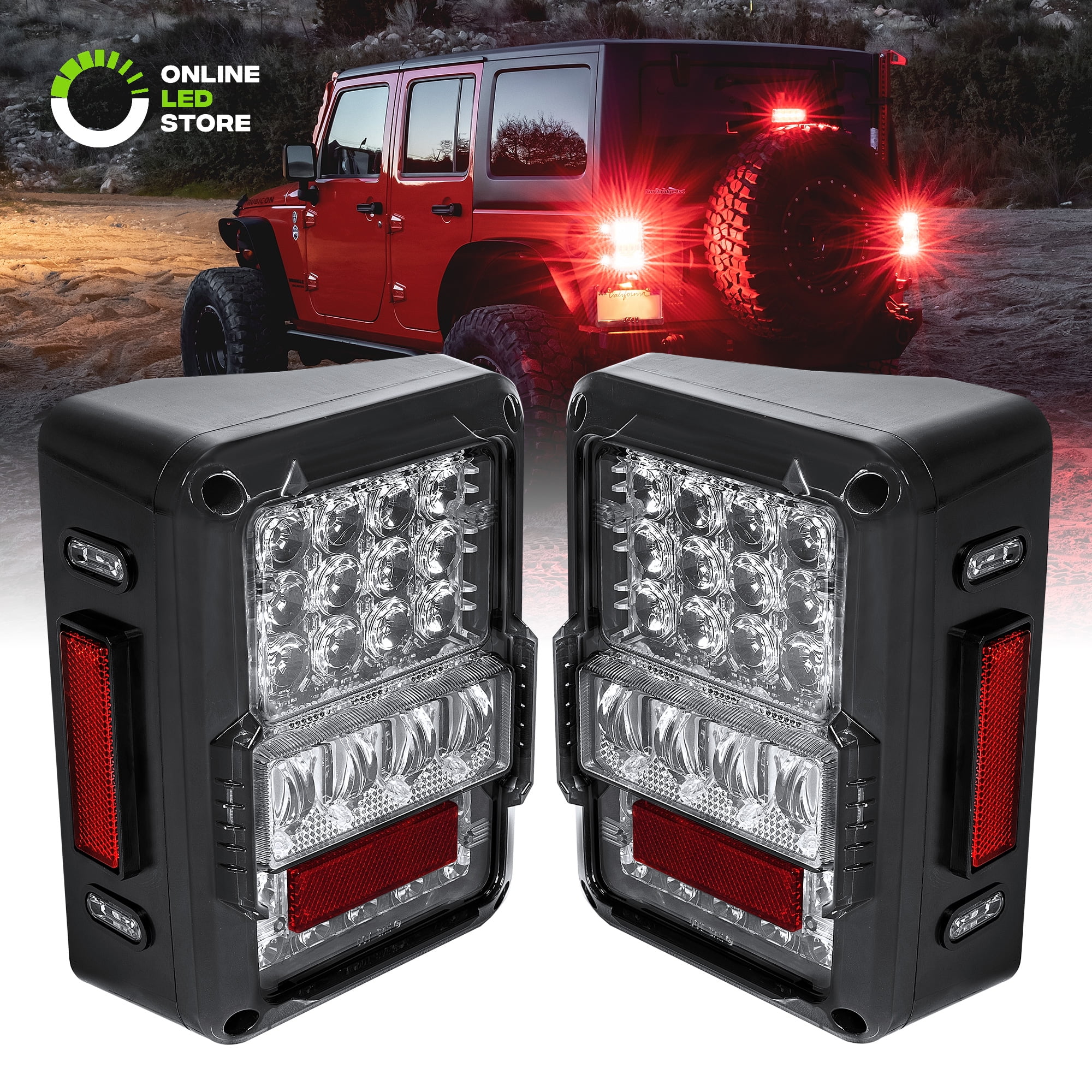 Clear Lens Jeep Wrangler LED Tail Light [Matrix Design] [DOT Approved ...