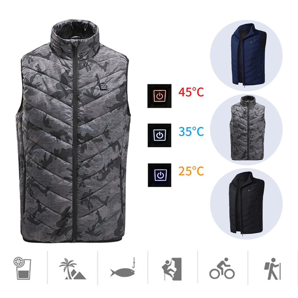 Electric Heated Vest / Electric Vest Heated Cloth Jacket USB Warm Up ...