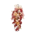 AURIGATE Artificial Red Floral Wreath or Swag, Fall Rose Leaf Door ...