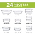 24-Piece Glass Food Storage Containers with Upgraded Snap Locking Lids ...