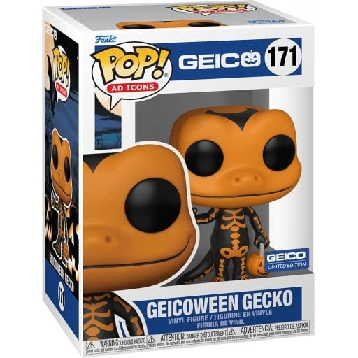 Funko POP! Ad Icons Geico - Geicoween Gecko #171 [Skeleton, Orange and ...