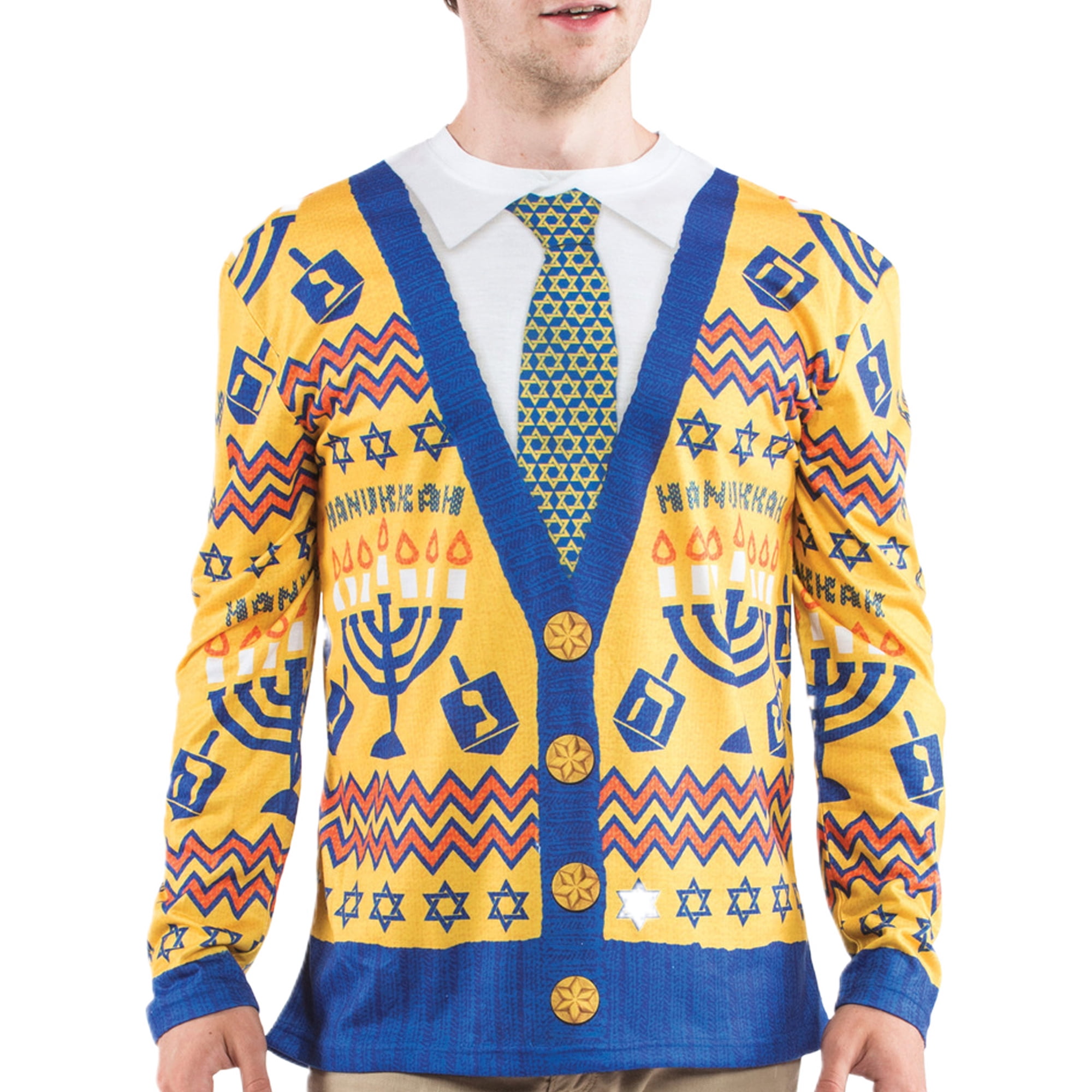 Ugly Hanukkah Sweater Men's Long Sleeve Tee Shirt - Walmart.com