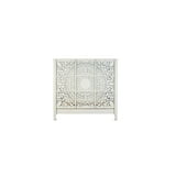 Taran Designs Gianna Floral Carved Solid Wood Queen Bed in White ...