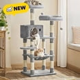 56.3-Inch Cat Tower - Multi-Level Condo for Indoor Cats with Hammock ...