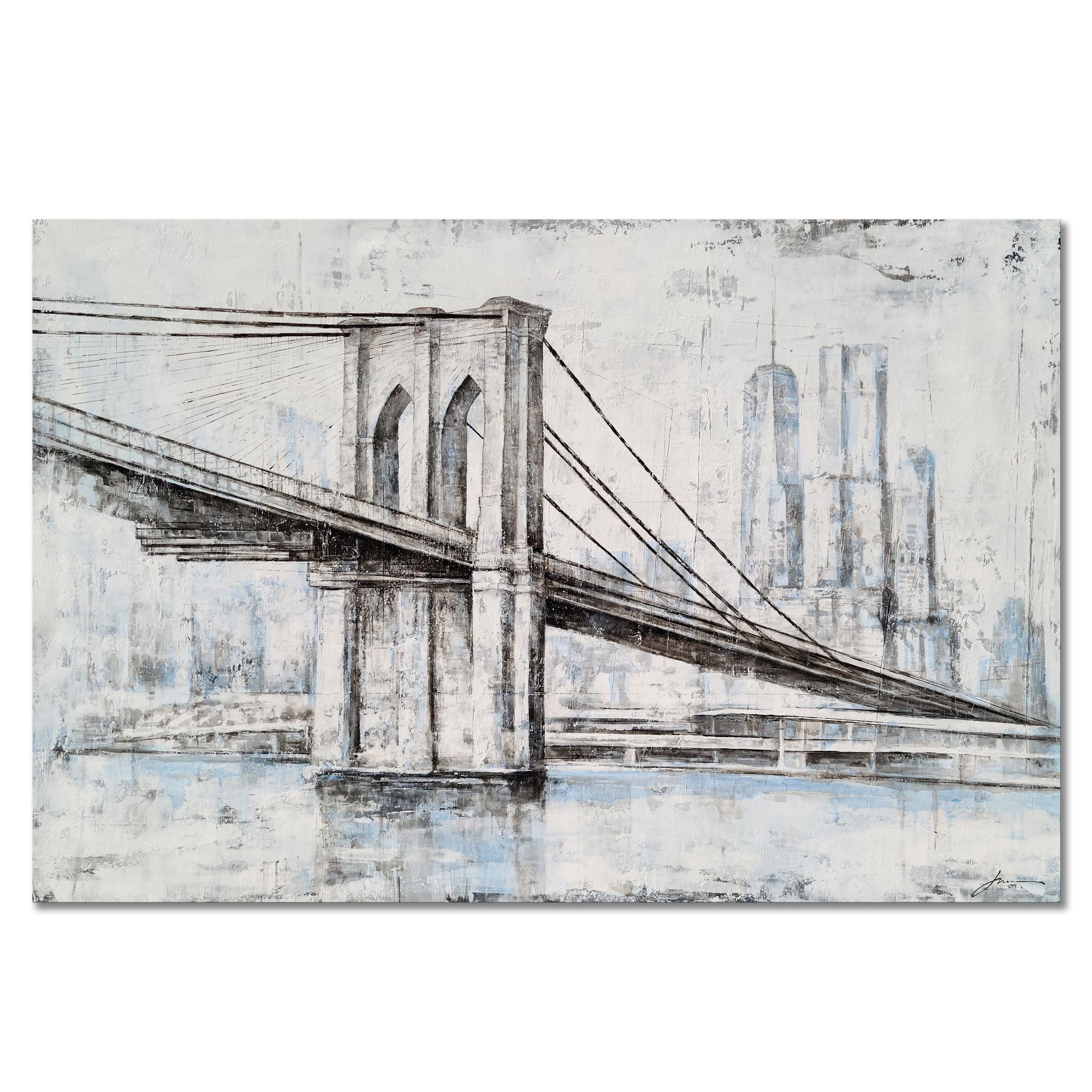 Yihui Arts Brooklyn Bridge Canvas Wall Art with Textured Ready to Hang ...