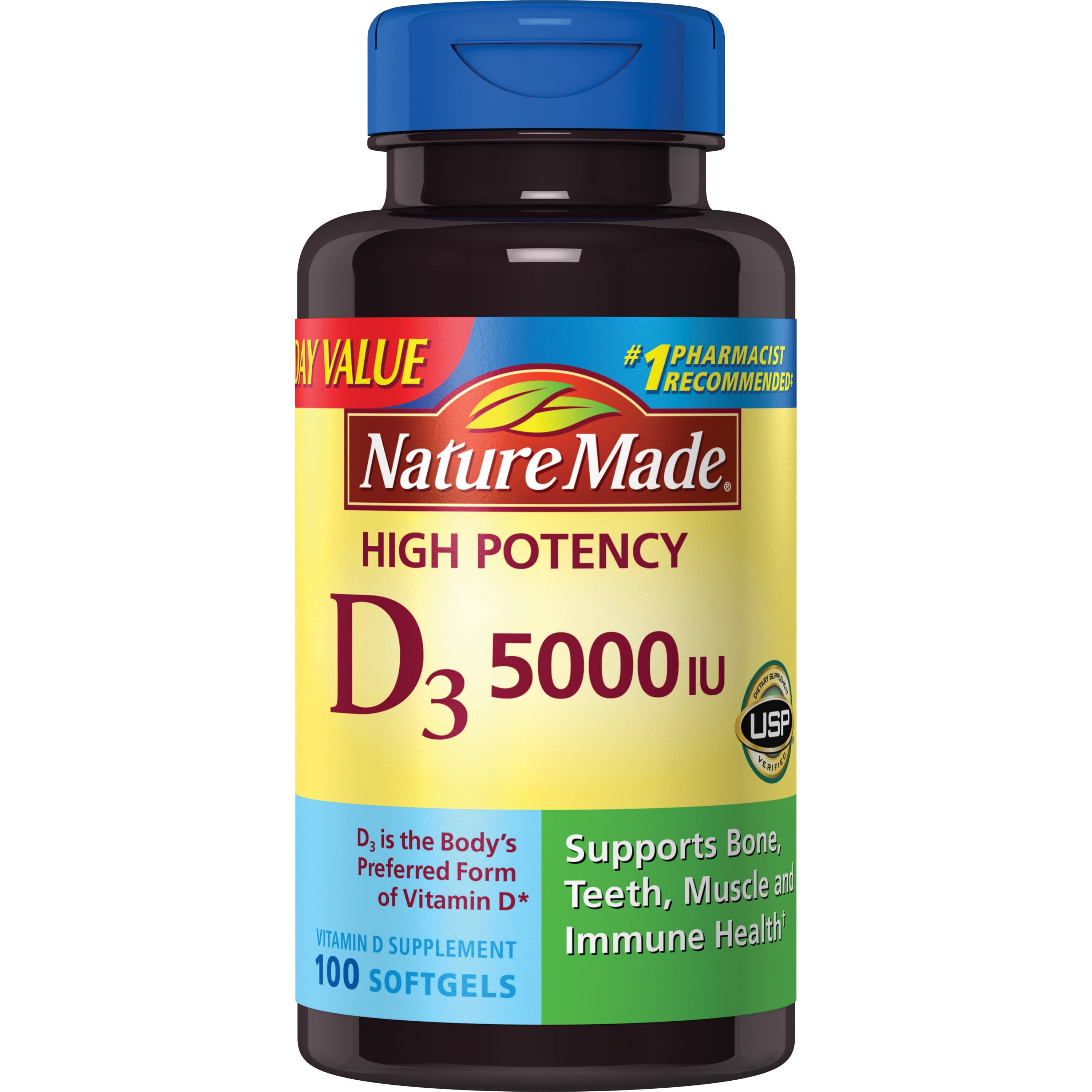 Nature Made Vitamin D 5000 I U Softgels Walmart