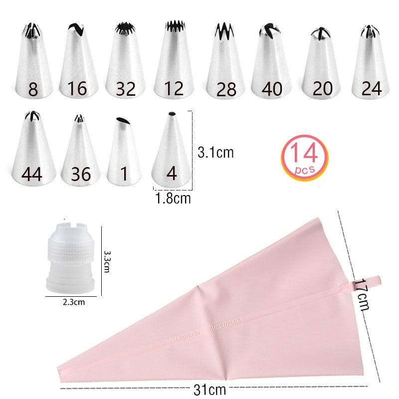 Piping Pastry Bag With Nozzles Set For Confectionery Tips Baking And ...