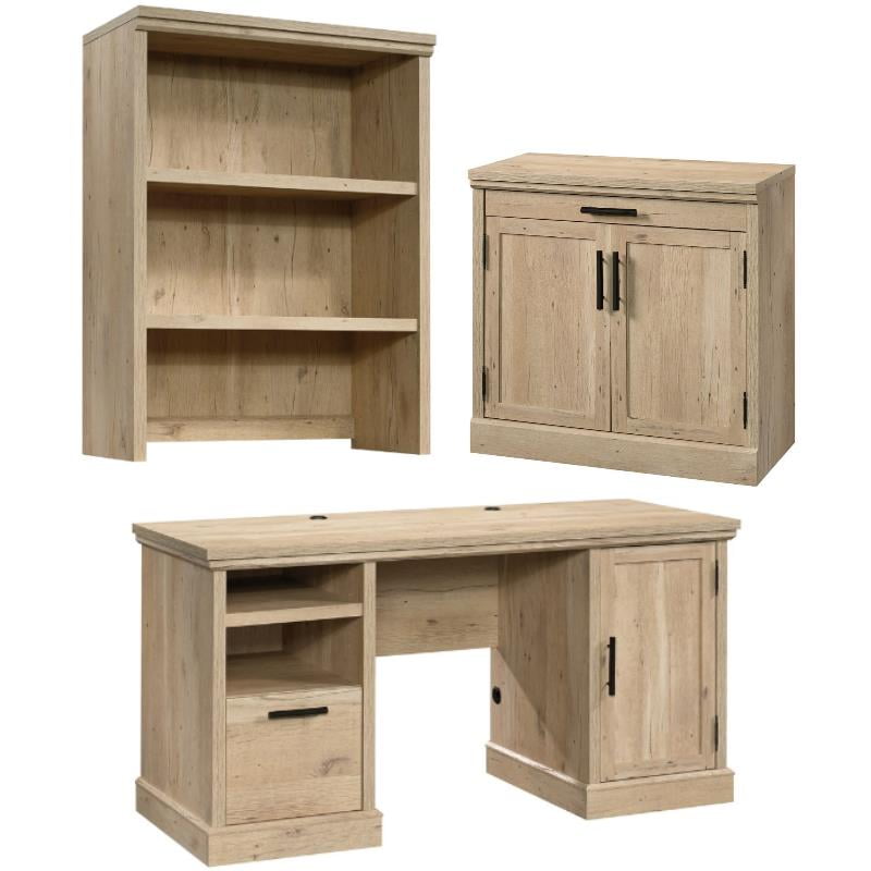 Home Square 3-Piece Set with Computer Desk Library Hutch & Base Storage ...