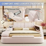 Multifunction Smart King Bed Frame, Upholstered Platform with Massage ...