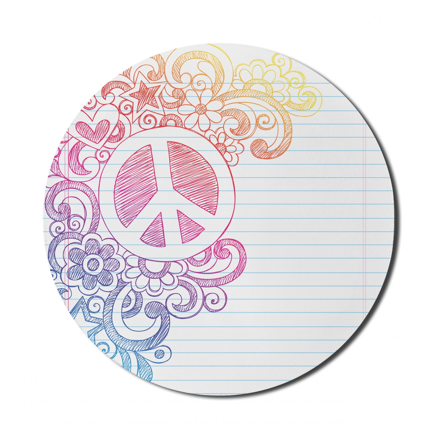 Cartoon Mouse Pad for Computers, Hippie Pastel Peace Sign Psychedelic ...