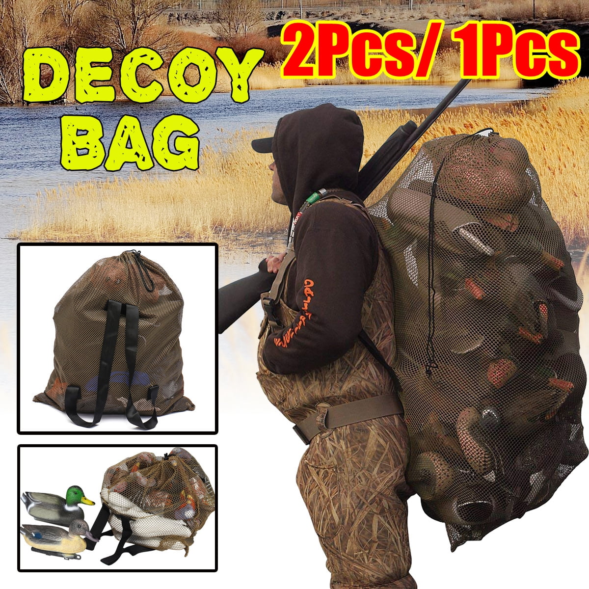 Large Outdoor Hunting Mesh Decoy Bag Goose Duck Storage Net Bag with ...