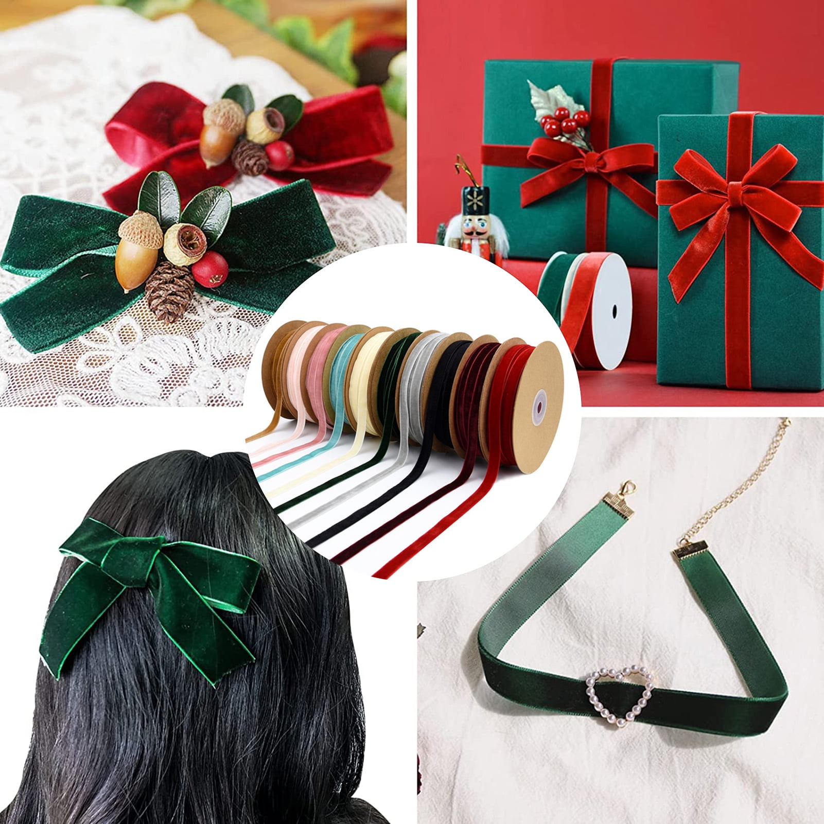 Hesroicy 1 Roll Velvet Ribbon Cuttable Anti-break Tear-resistance ...