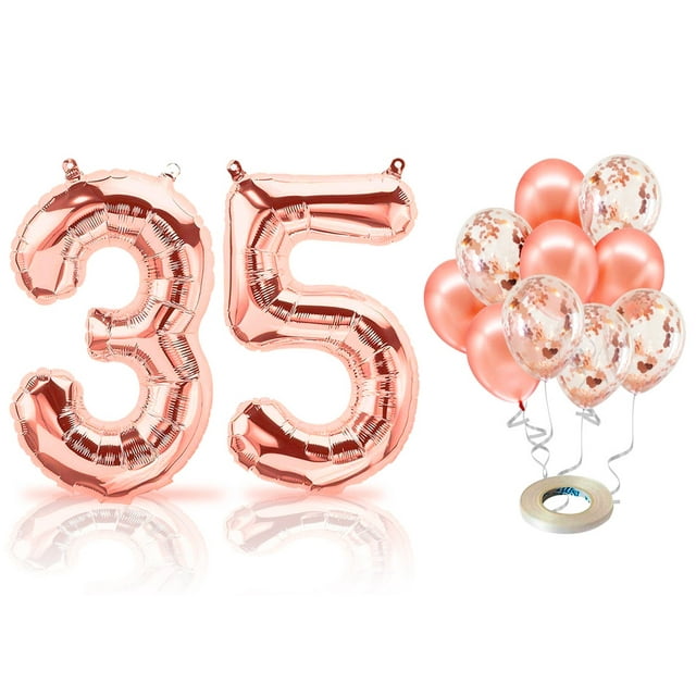 PARIS PRODUCTS - 35th Birthday Rose Gold Balloons & Number 35 Mylar ...