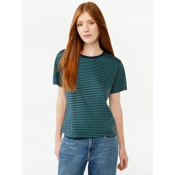 Free Assembly Women's Crop Box Tee with Short Sleeves, Sizes XS-XXXL ...