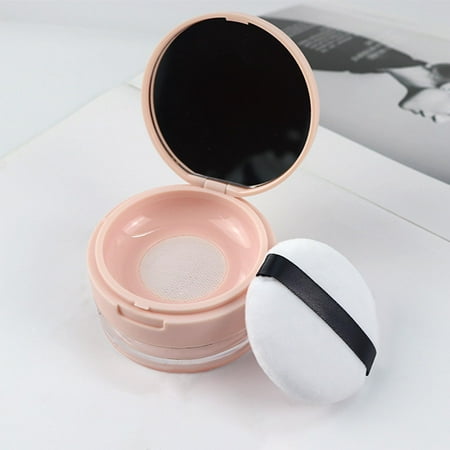 Loose case with Puff, Reusable Holder Compact with Mirror for Women ,on ...
